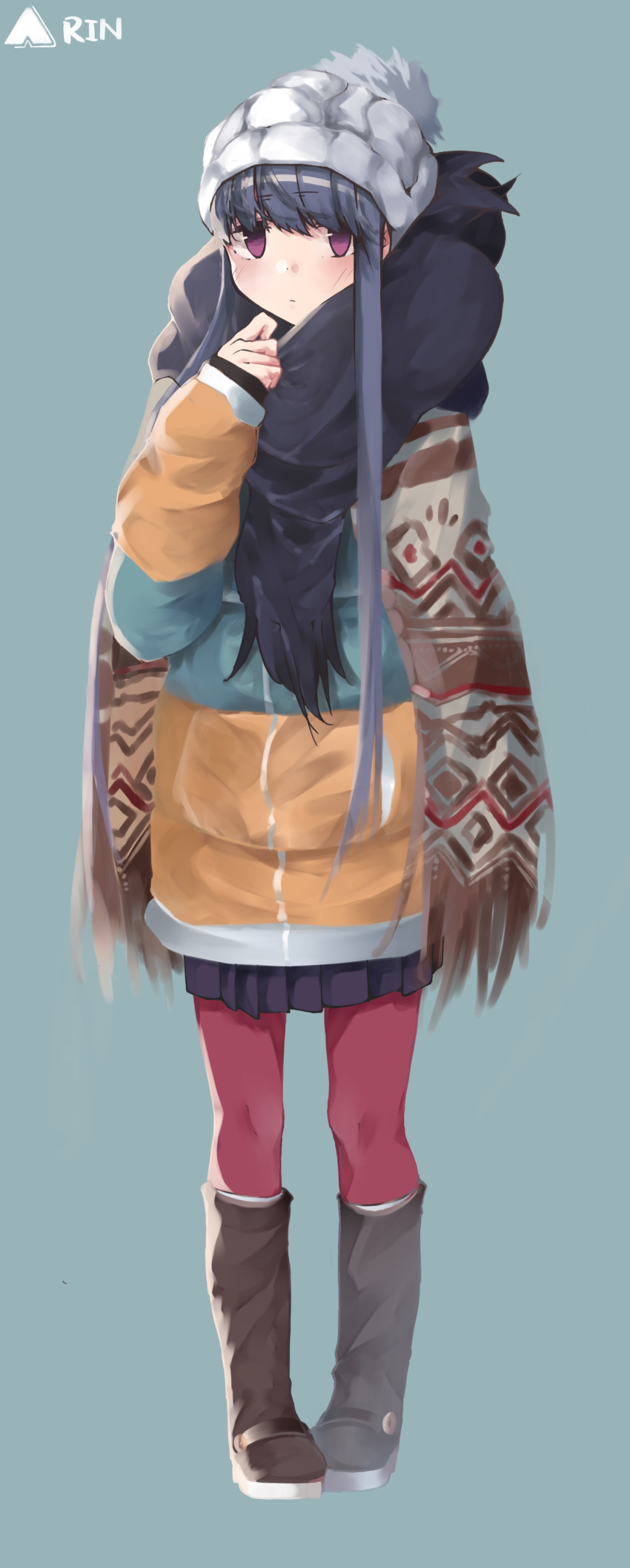 Safebooru - 1girl absurdres blue hair boots commentary full body hat ...