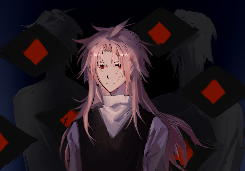 Safebooru - 1boy black vest closed mouth curtained hair hatsutori ...