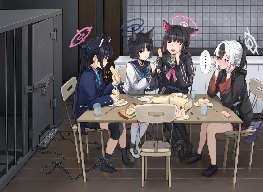 Safebooru - ... ...? 4girls ? absurdres aisumegane animal ears blue archive cake cat ears cat ...