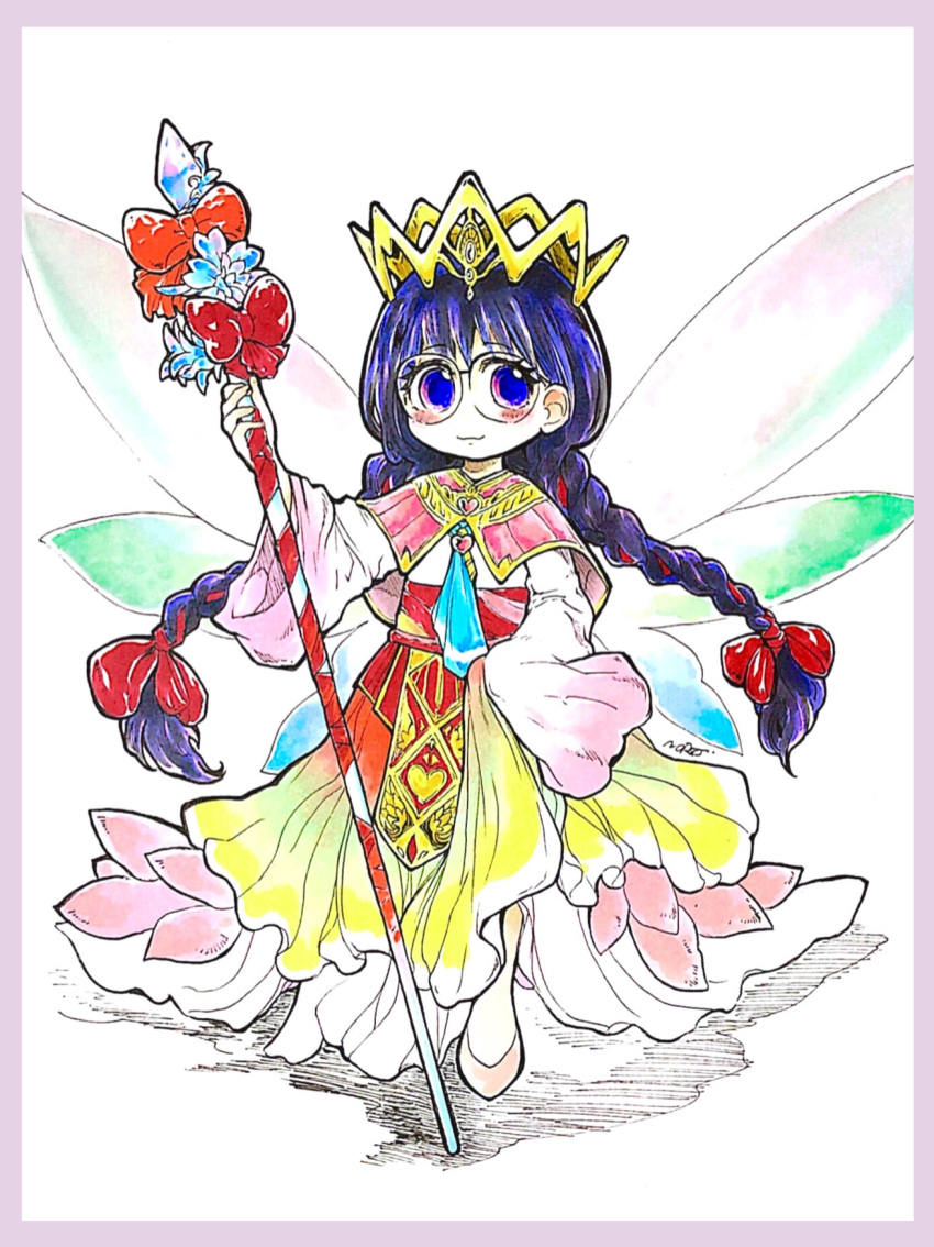Safebooru - alternate costume black hair border crown fairy fairy wings ...
