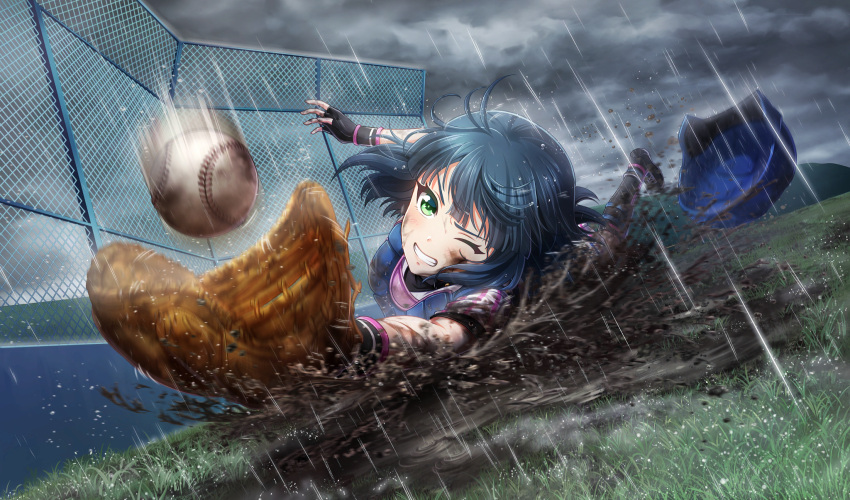 Safebooru - 1girl baseball baseball (object) baseball field baseball helmet baseball mitt ...