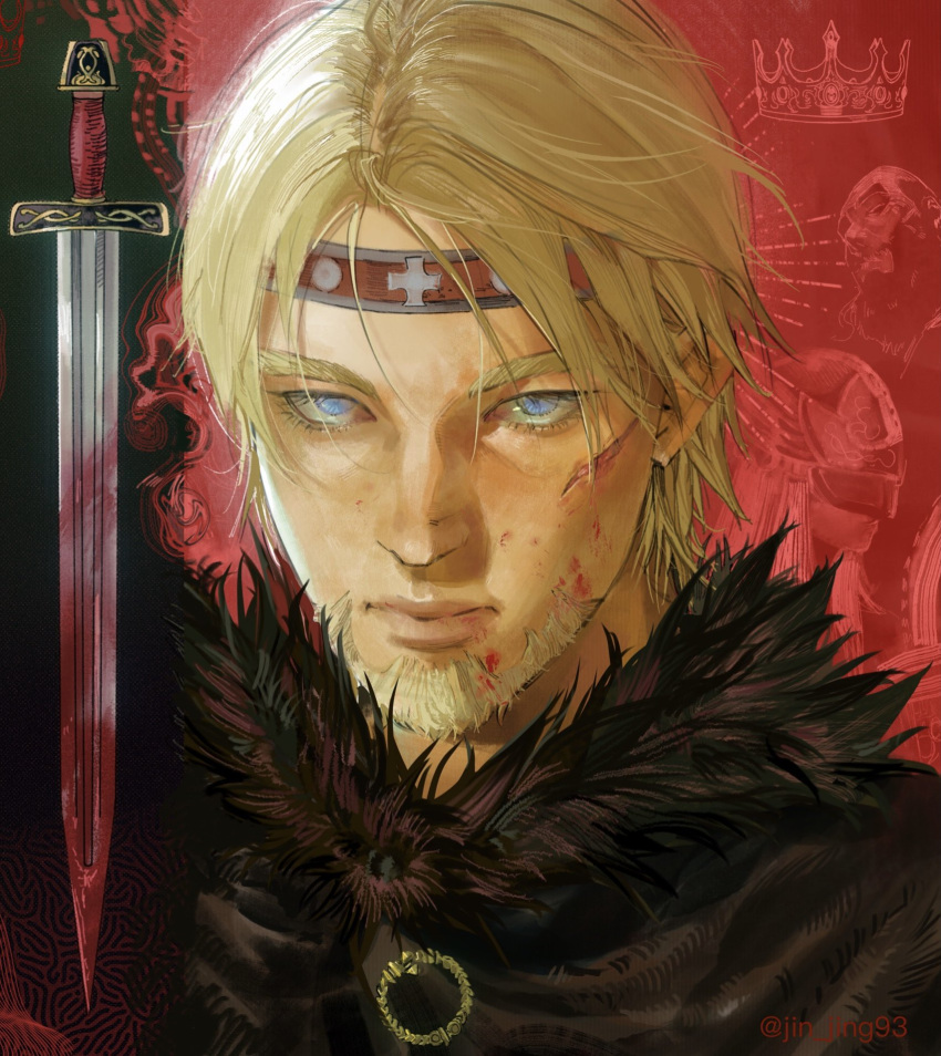 Safebooru - 1boy bald beard blonde hair blood blood on weapon blue eyes canute character request ...