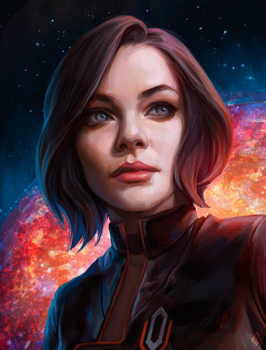 Safebooru - 1girl absurdres alternate hair length alternate hairstyle black jacket blue eyes ...