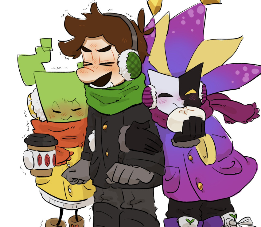 Safebooru - 1girl 2boys blush stickers bow colored skin dimentio dress ...