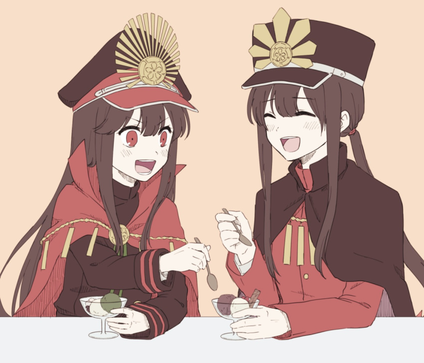 Safebooru - 1boy 1girl :d black cape black jacket bowl brother and ...