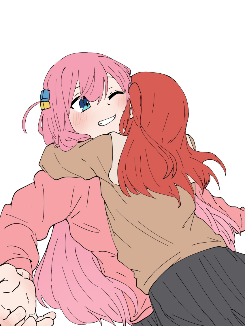 Safebooru - 2girls blue eyes blush bocchi the rock! cheek-to-cheek cheek press cheek squash cube ...