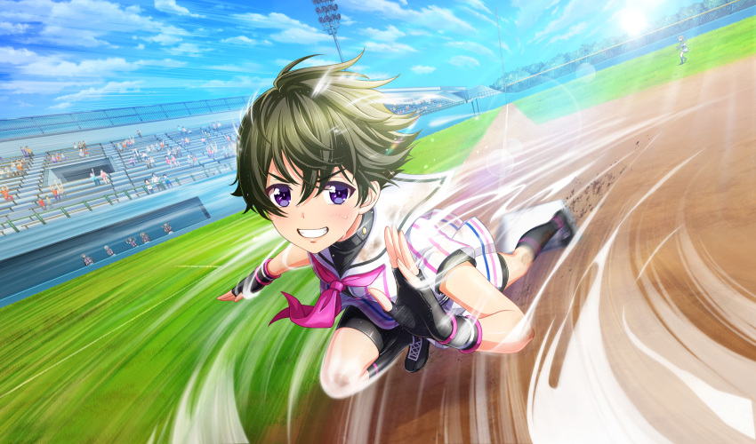 Safebooru - arihara tsubasa baseball baseball stadium baseball uniform bike shorts under skirt ...