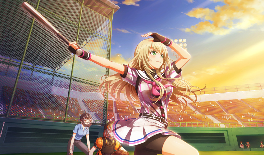 Safebooru - arihara tsubasa baseball baseball bat baseball mitt baseball stadium baseball ...