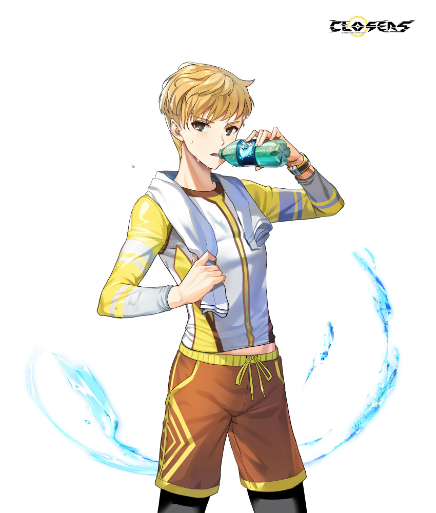 Safebooru - 1boy alternate hair color black eyes black leggings blonde ...