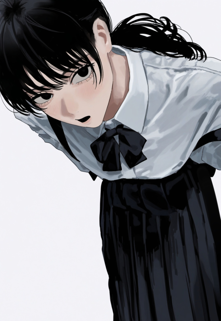 Safebooru - 1girl black eyes black hair black skirt chainsaw man collared shirt commentary ...
