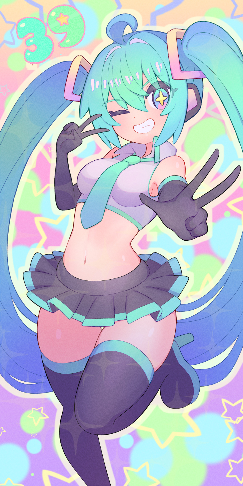 Safebooru - 1girl absurdres adapted costume aqua eyes aqua hair armpits bare shoulders blue eyes ...
