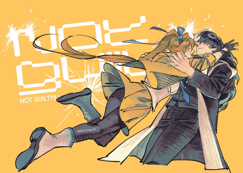 Safebooru - 1boy 1girl 456123r0gue78 ace attorney athena cykes black coat black gloves black ...