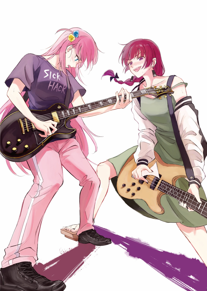 Safebooru - 2girls absurdres bachi bass guitar black footwear black ...