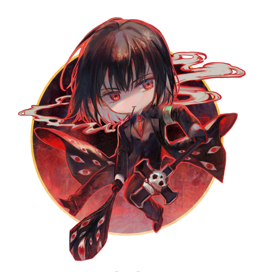 Safebooru - 1girl absurdres black coat black footwear black hair bob ...