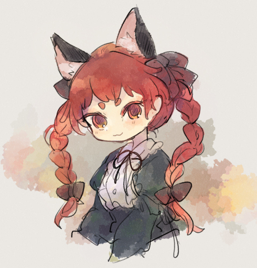 Safebooru - 1girl :3 animal ear fluff animal ears ashiyu (ashu-ashu) black bow black ribbon bow ...