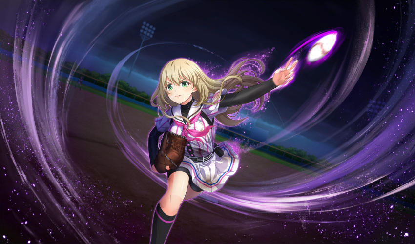 Safebooru - 1girl aura baseball baseball (object) baseball mitt baseball stadium baseball ...