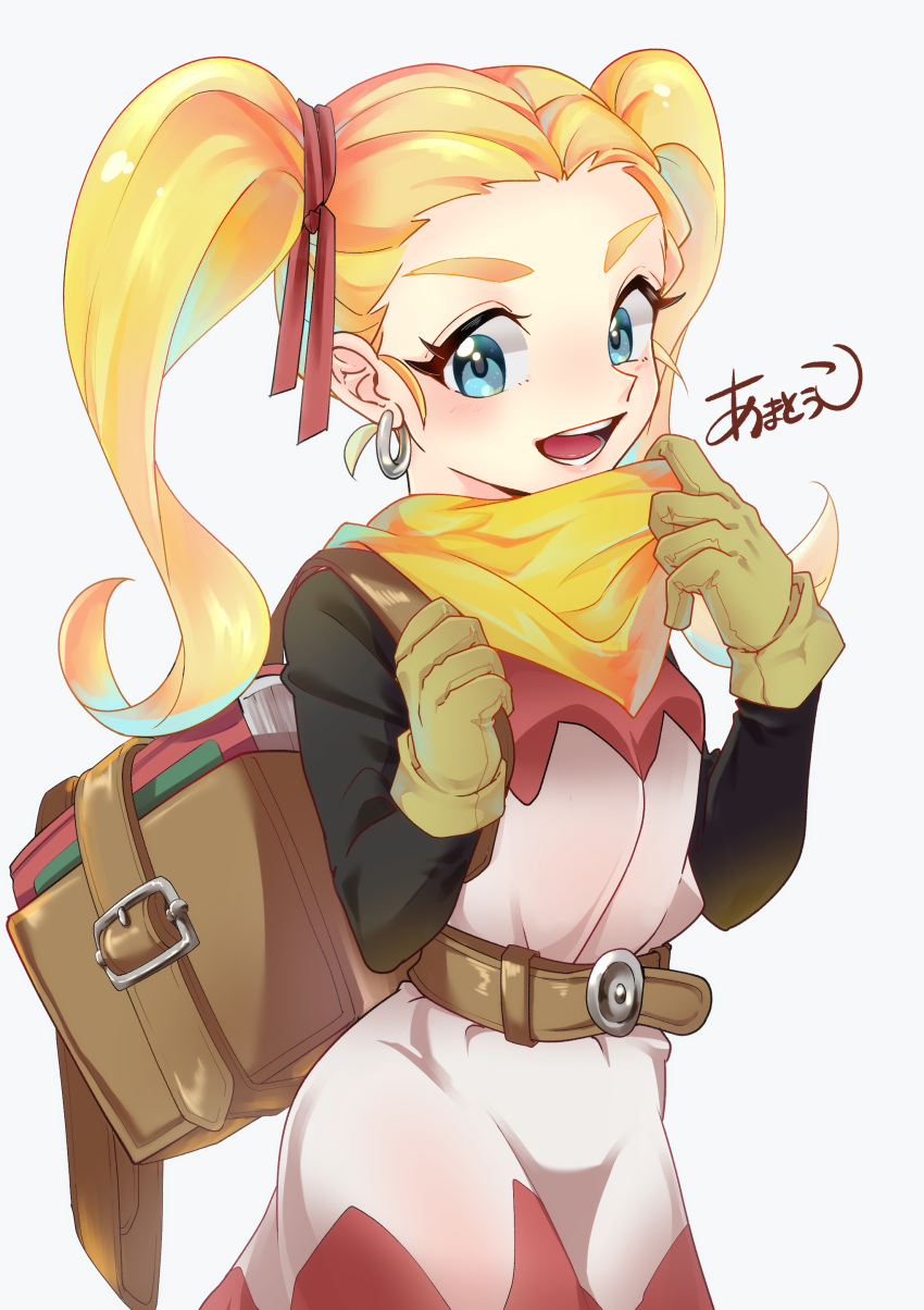 Safebooru - 1girl absurdres amatoko85 backpack bag belt black sleeves blonde hair blue eyes ...