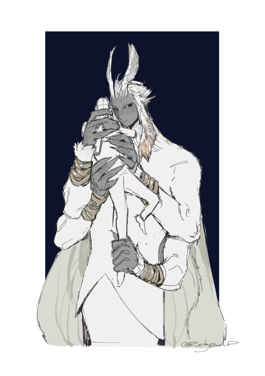 Safebooru - 2boys arthropod boy black background black sclera carrying ...