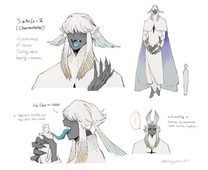 Safebooru - 1other 2boys arthropod boy black sclera blue tongue claws ...