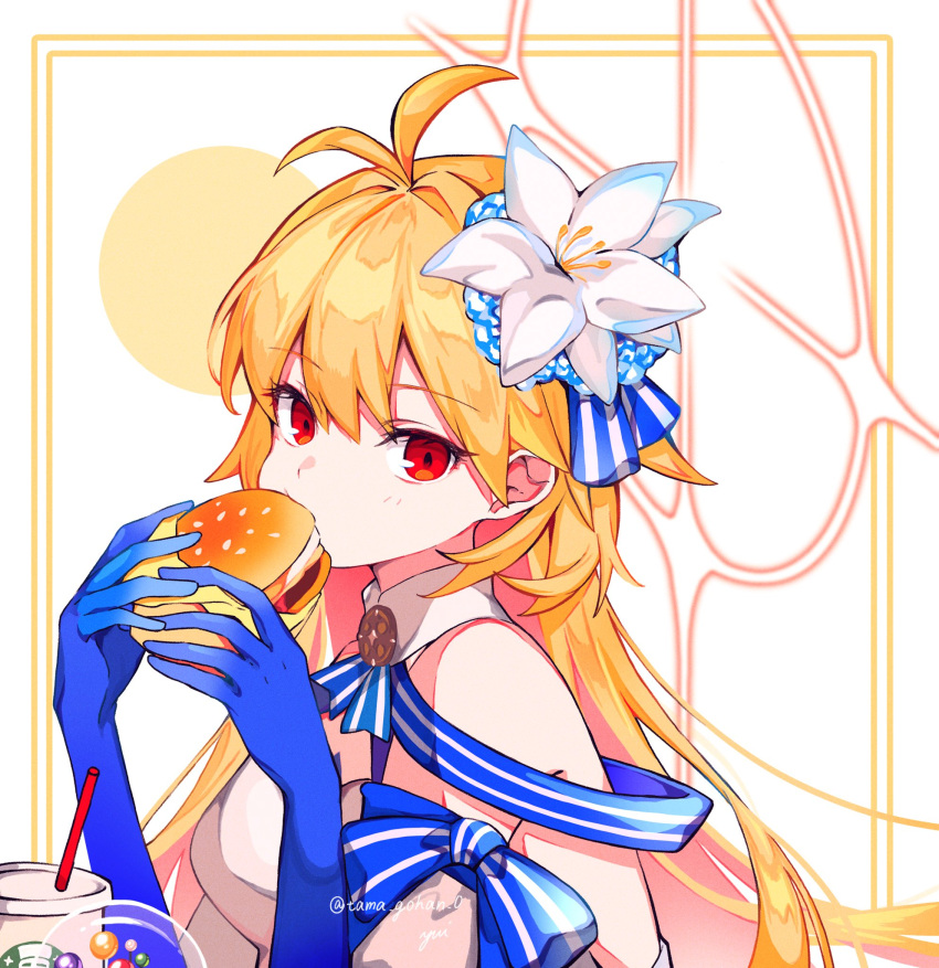 Safebooru - 1girl ahoge archetype earth arcueid brunestud artist name bare shoulders blonde hair ...