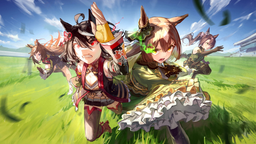 Safebooru - 4girls absurdres ahoge animal ears ascot bare shoulders ...