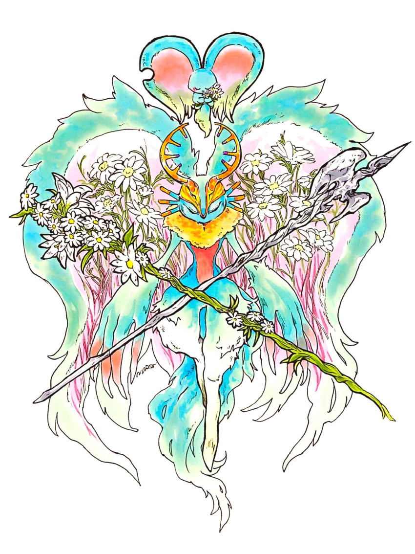 Safebooru - antlers closed eyes elfilin fecto elfilis flower full body ...