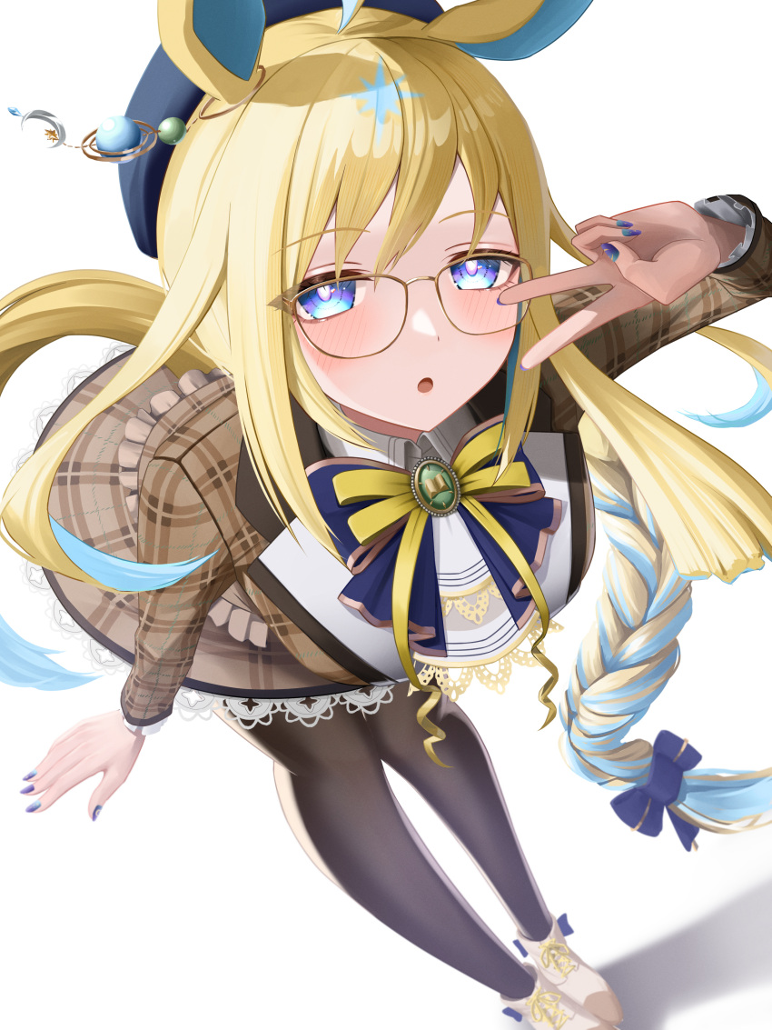 Safebooru - 1girl absurdres ahoge animal ears beret blue eyes blush breasts fingernails hair ...