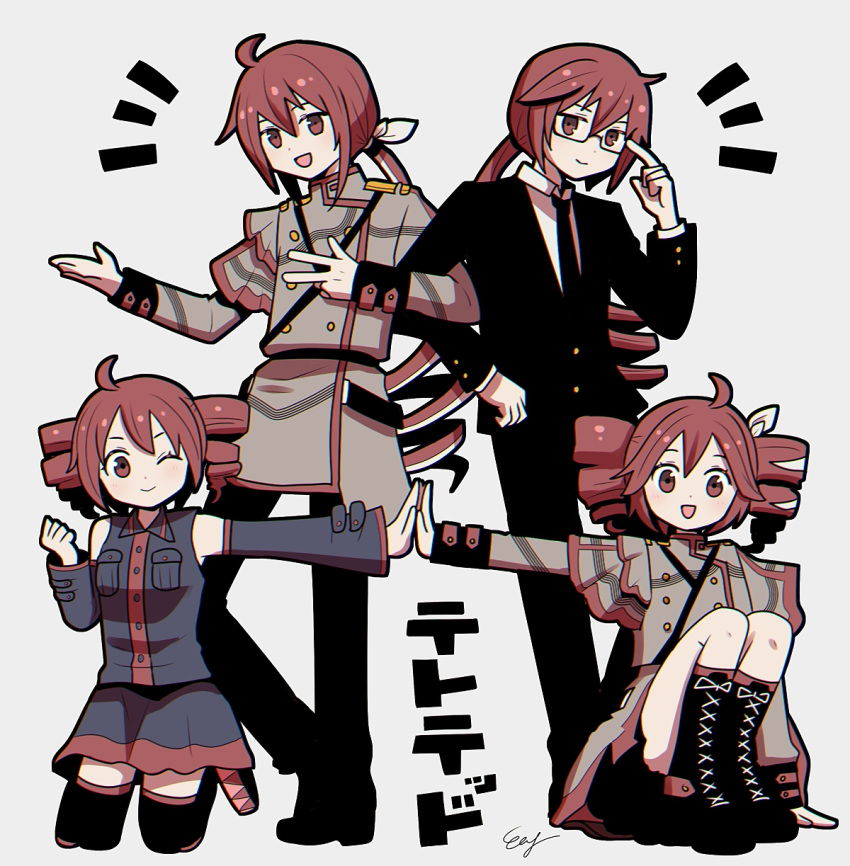 Safebooru - 2boys 2girls black suit buttons double-breasted drill hair ...