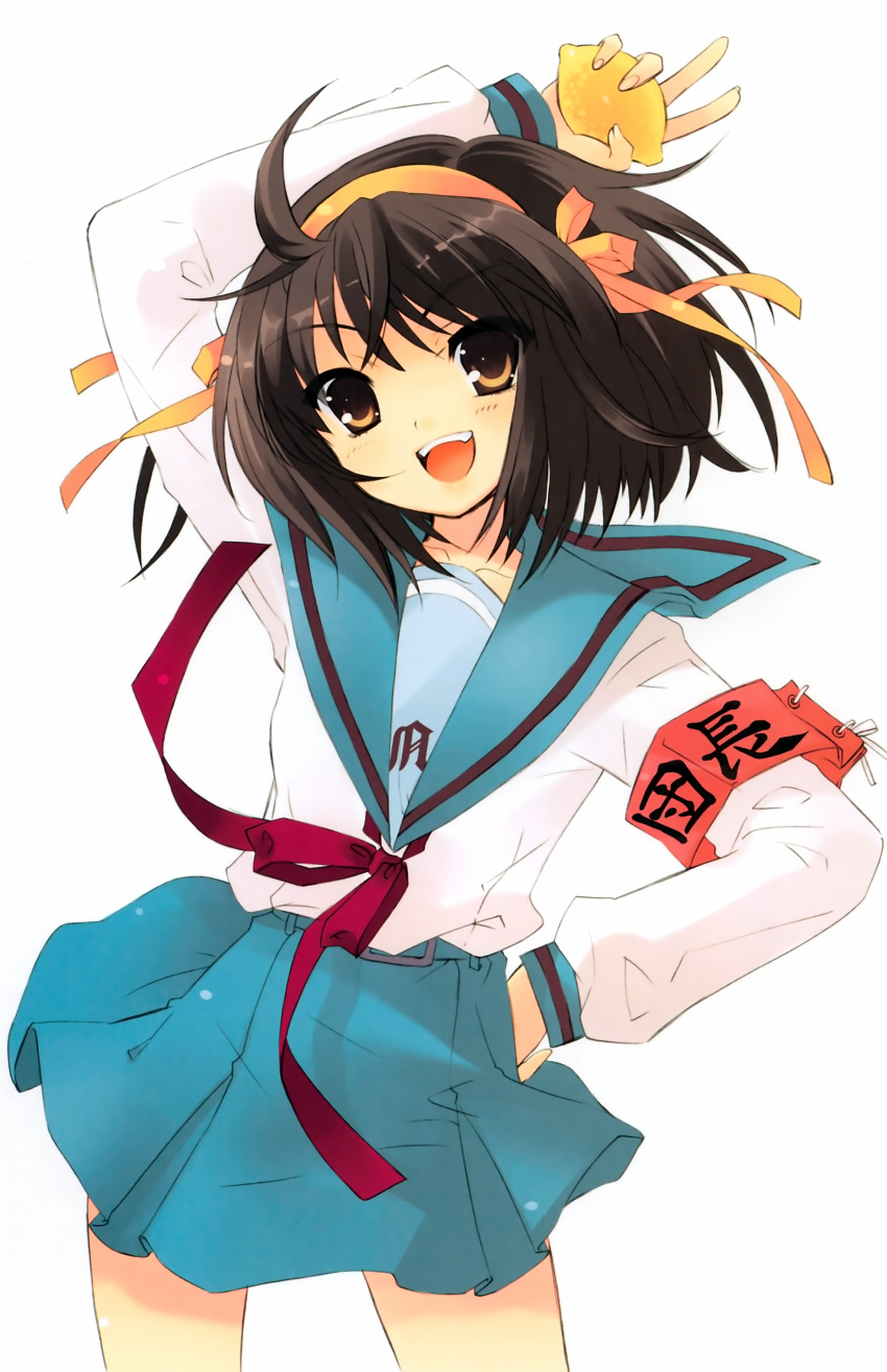 Safebooru - 1girl absurdres arm up armband belt belt buckle blue belt blue sailor collar blue ...