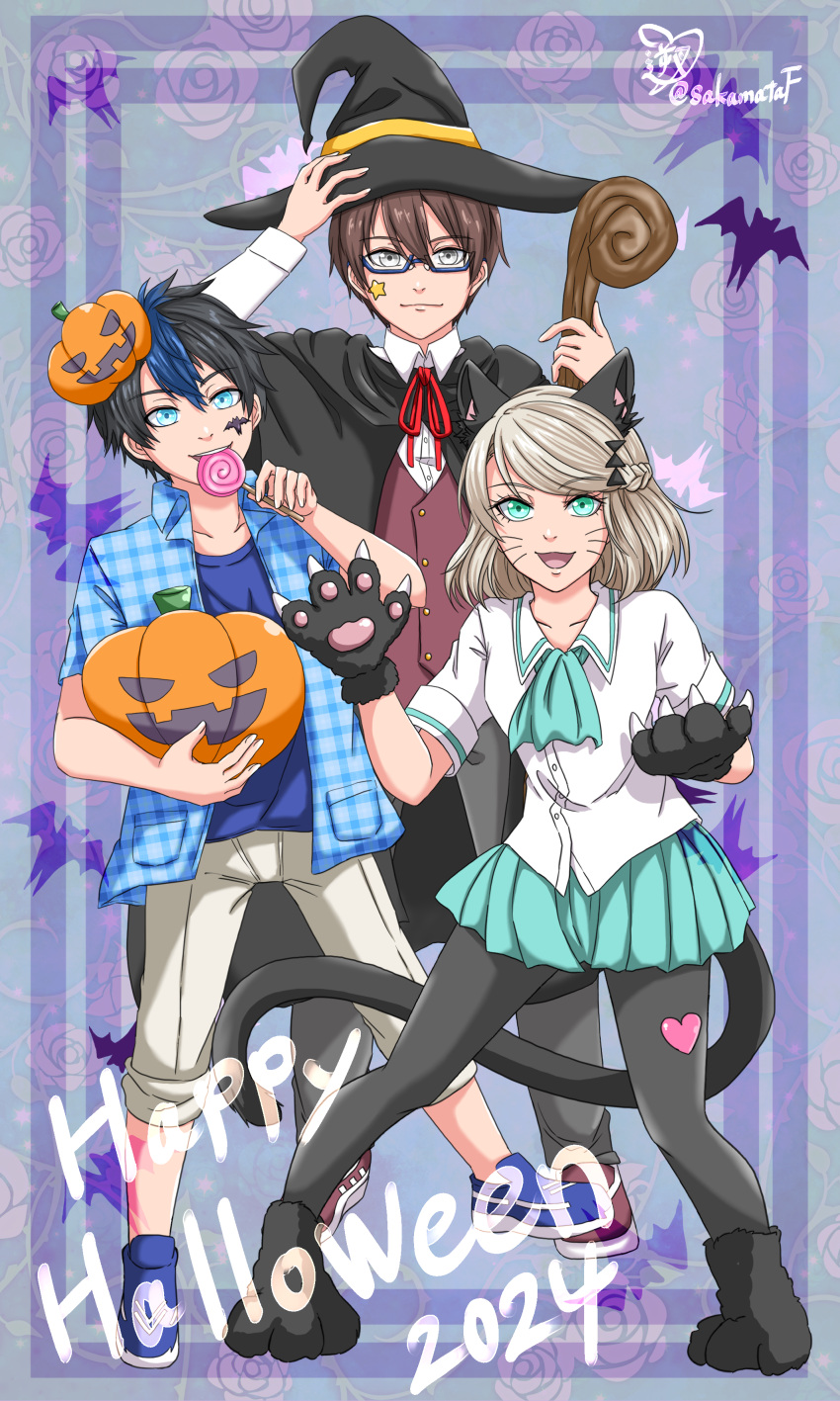 Safebooru - 1girl 2boys absurdres age regression aged down animal ears bat (animal) black hair ...