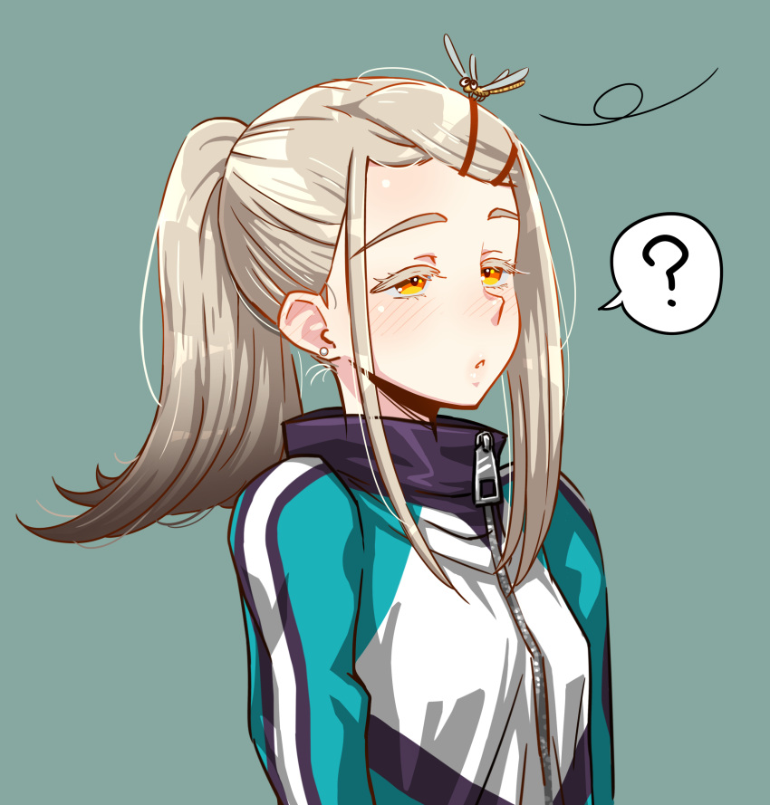 Safebooru - 1girl ? absurdres aqua jacket asymmetrical hair blonde hair ...