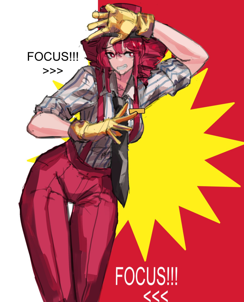 Safebooru 1girl Arm Up Black Necktie Breasts Collared Shirt 1989