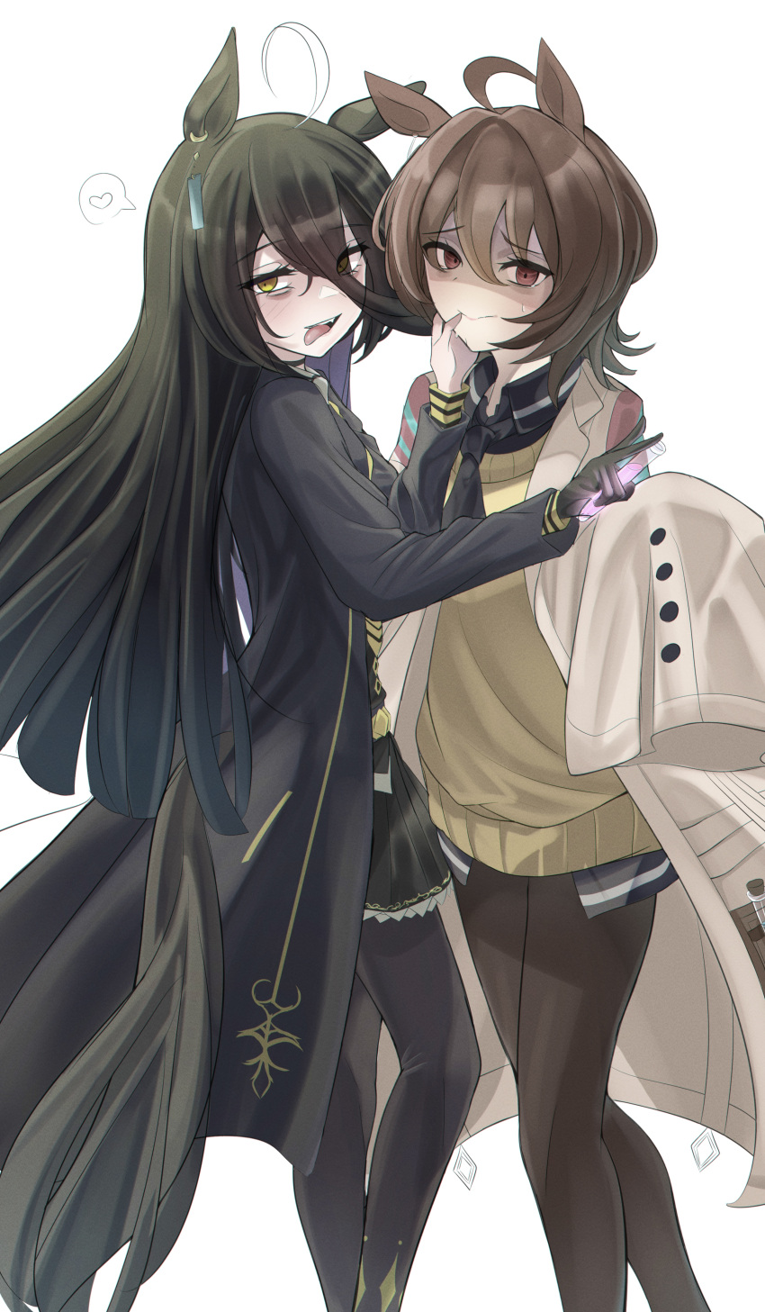 Safebooru - 2girls absurdres agnes tachyon (umamusume) ahoge animal ears black hair brown hair ...