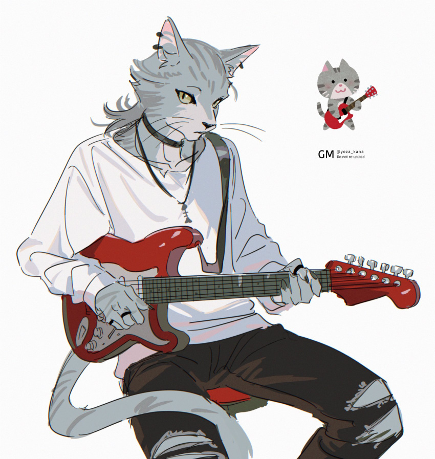 Safebooru - 1boy body fur cat boy claws cowboy shot denim furry furry ...