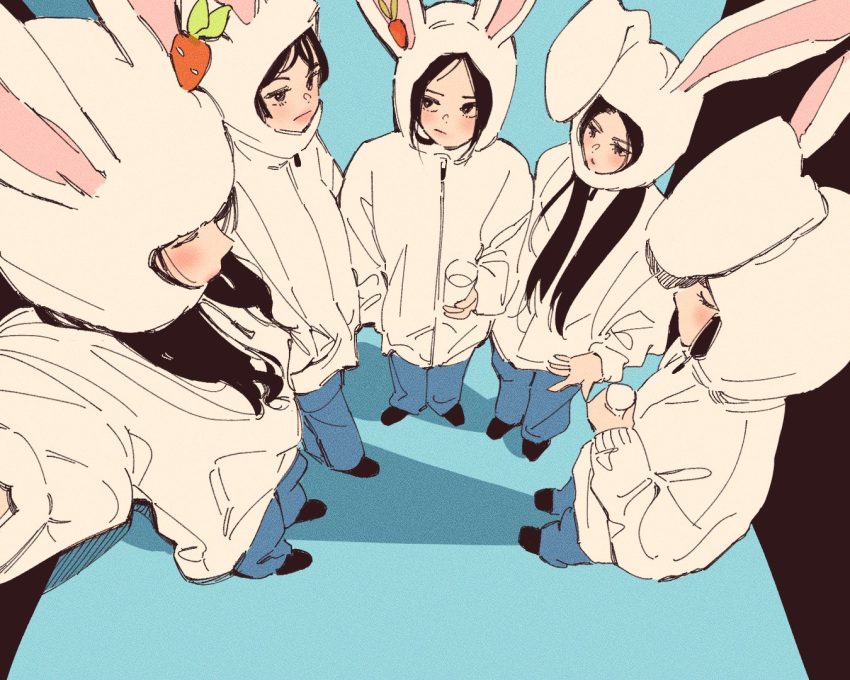 Safebooru - 5girls animal costume animal ears black eyes black footwear ...