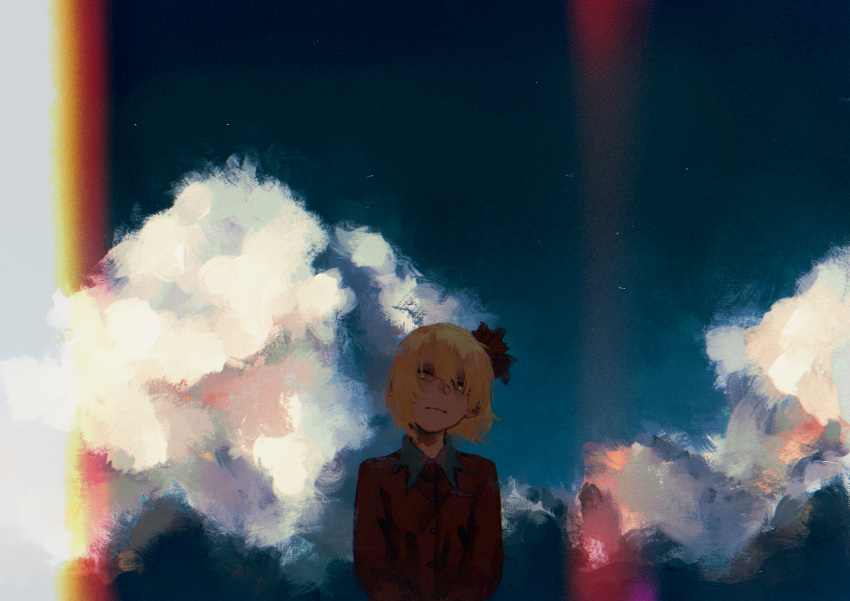 Safebooru 1girl Absurdres Aki Shizuha Blonde Hair Closed Mouth Clouds 1573