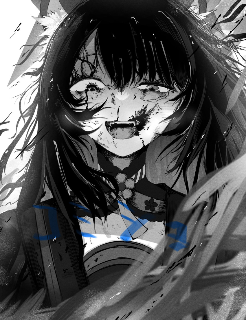 Safebooru - 1girl a no smithee anger vein angry animal ear fluff animal ears black hair bleeding ...
