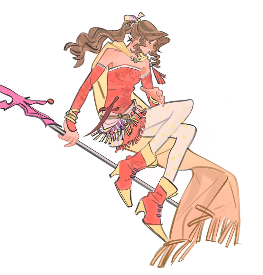 Safebooru - 1girl aerith gainsborough aerith gainsborough (terra's garb) bangle boots bracelet ...