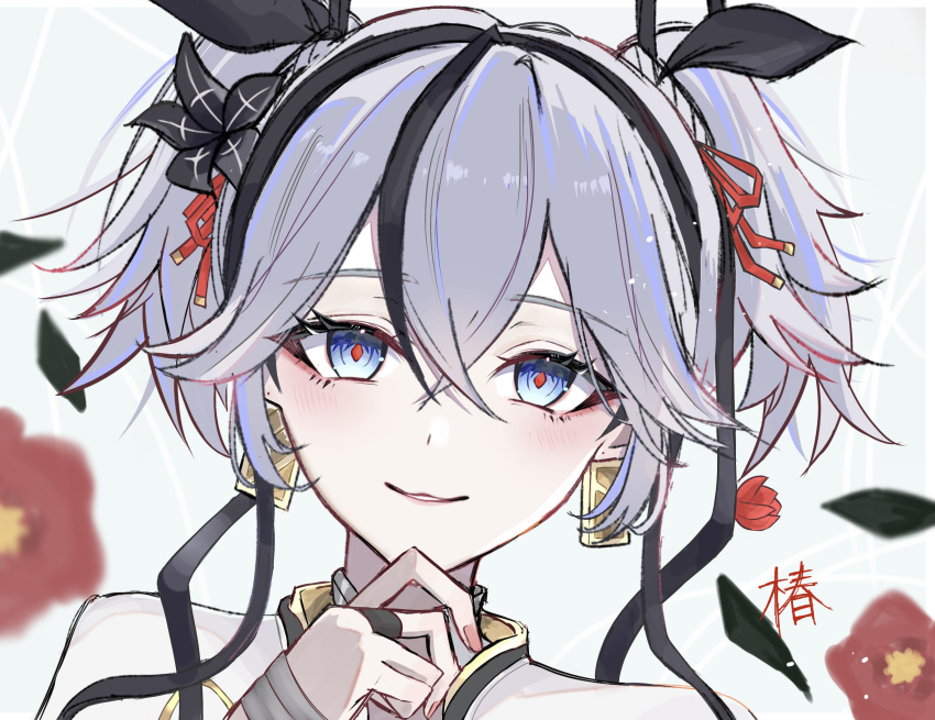 Safebooru - 1girl black flower black ribbon blake bloom (wuthering ...