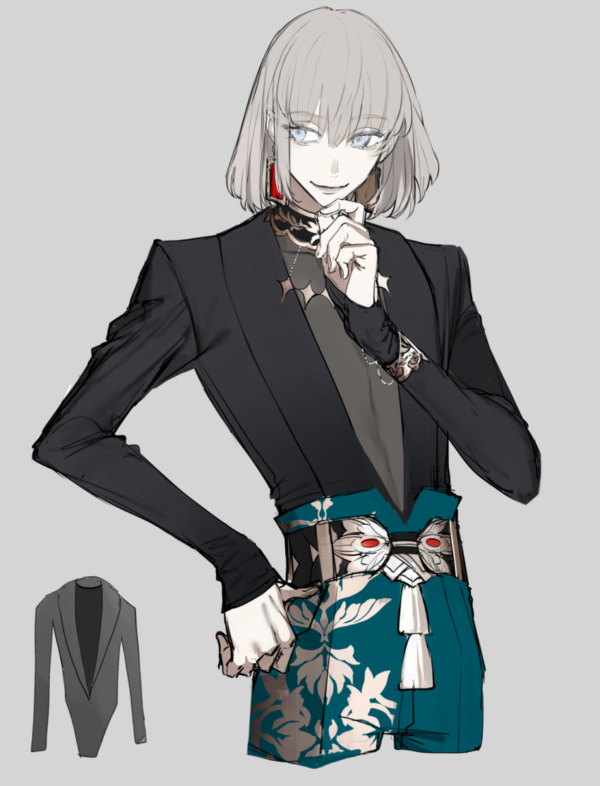 Safebooru - 1boy au (d elete) black jacket blue pants closed mouth earrings fate/grand order ...