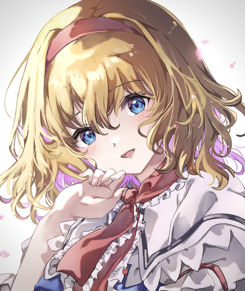 Safebooru - 1girl absurdres alice margatroid ascot blonde hair blue eyes capelet hairband ...