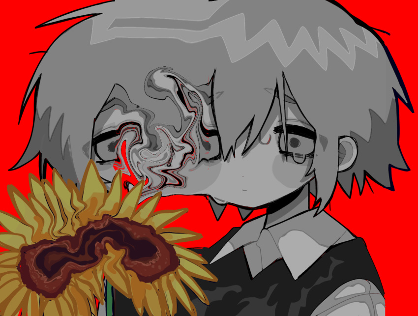 Safebooru - 1boy basil (faraway) (omori) basil (omori) closed mouth collared shirt flower ...