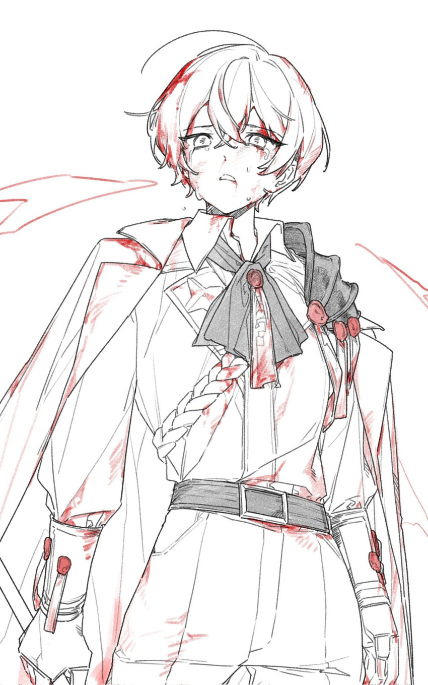 Safebooru - 1boy ahoge armor ascot blood blood in hair blood on face ...