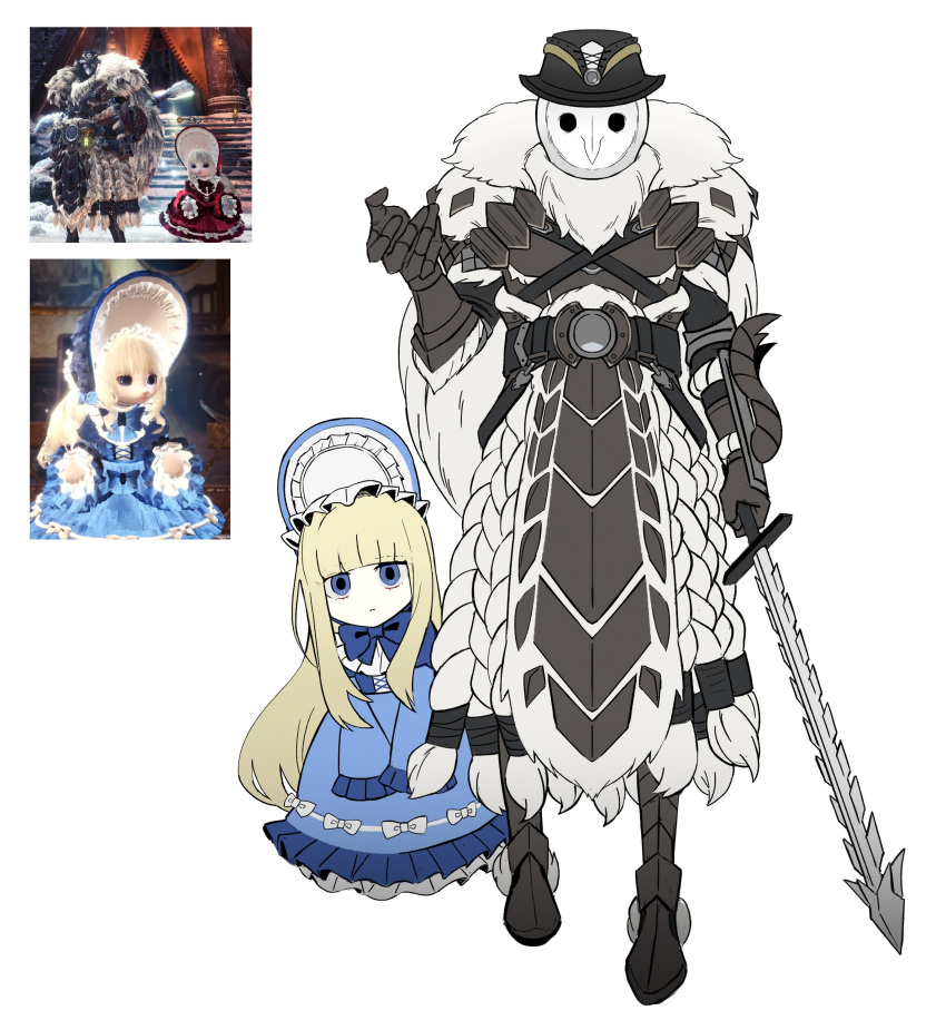 Safebooru - 1boy 1girl absurdres alice (black souls) animal head armor asdf1211950 black armor ...