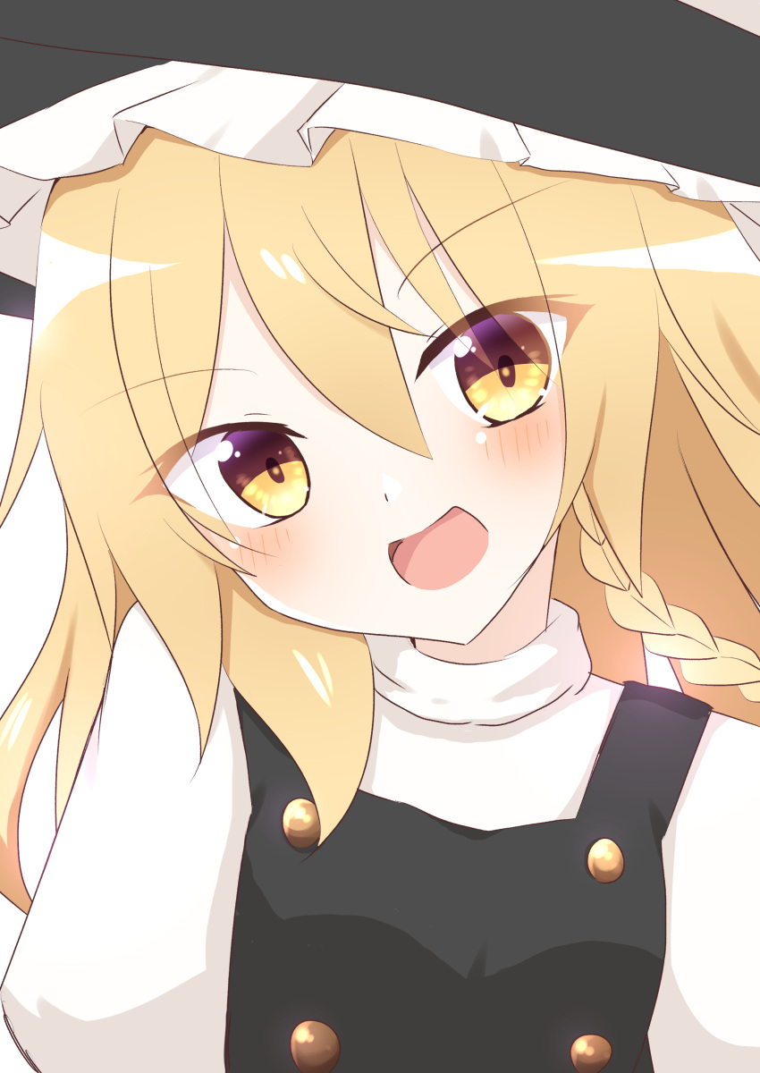 Safebooru - 1girl :d absurdres black hat black vest blonde hair blush braid commentary request ...