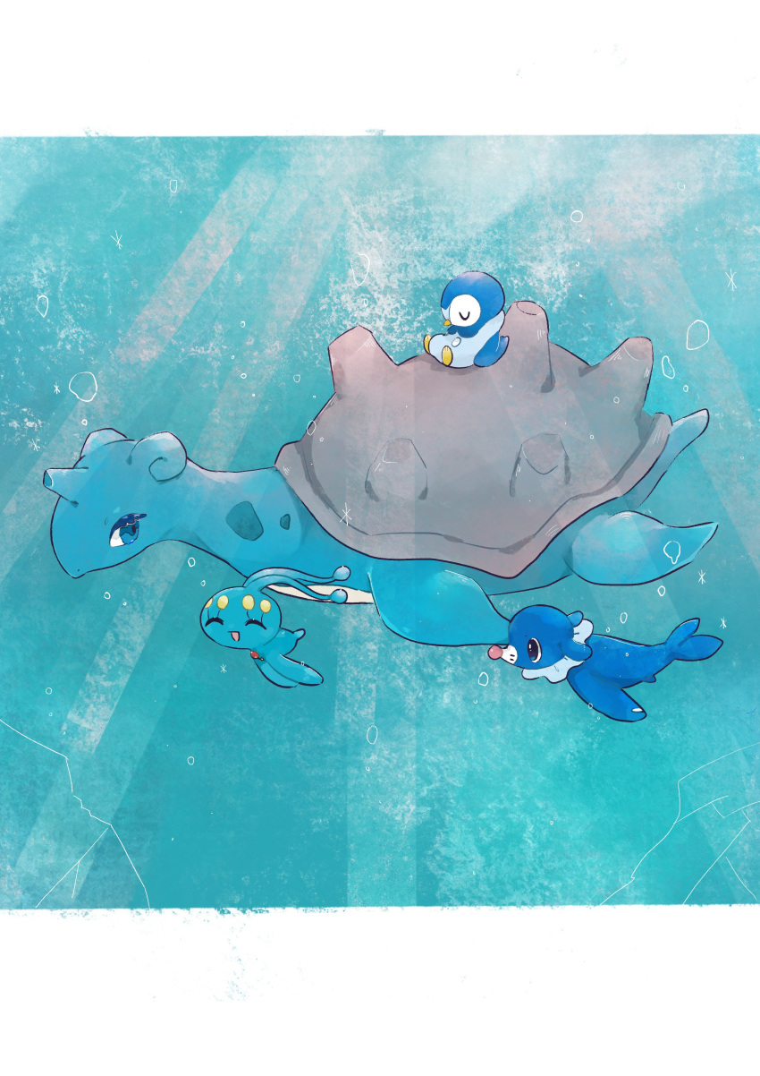 Safebooru - absurdres black eyes blue eyes bubble highres horns lapras ...