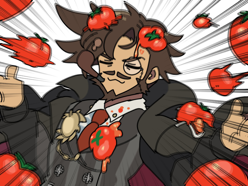 Safebooru - 1boy :3 absurdres beard black jacket brown hair closed eyes ...