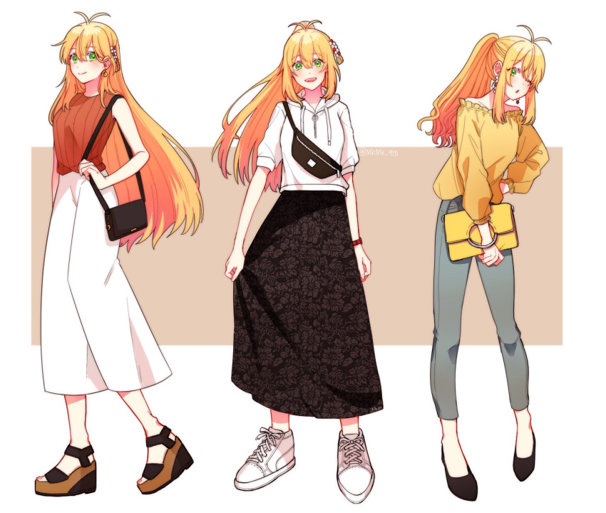 Safebooru - 1girl alternate costume alternate hairstyle antenna hair beads blonde hair blush ...