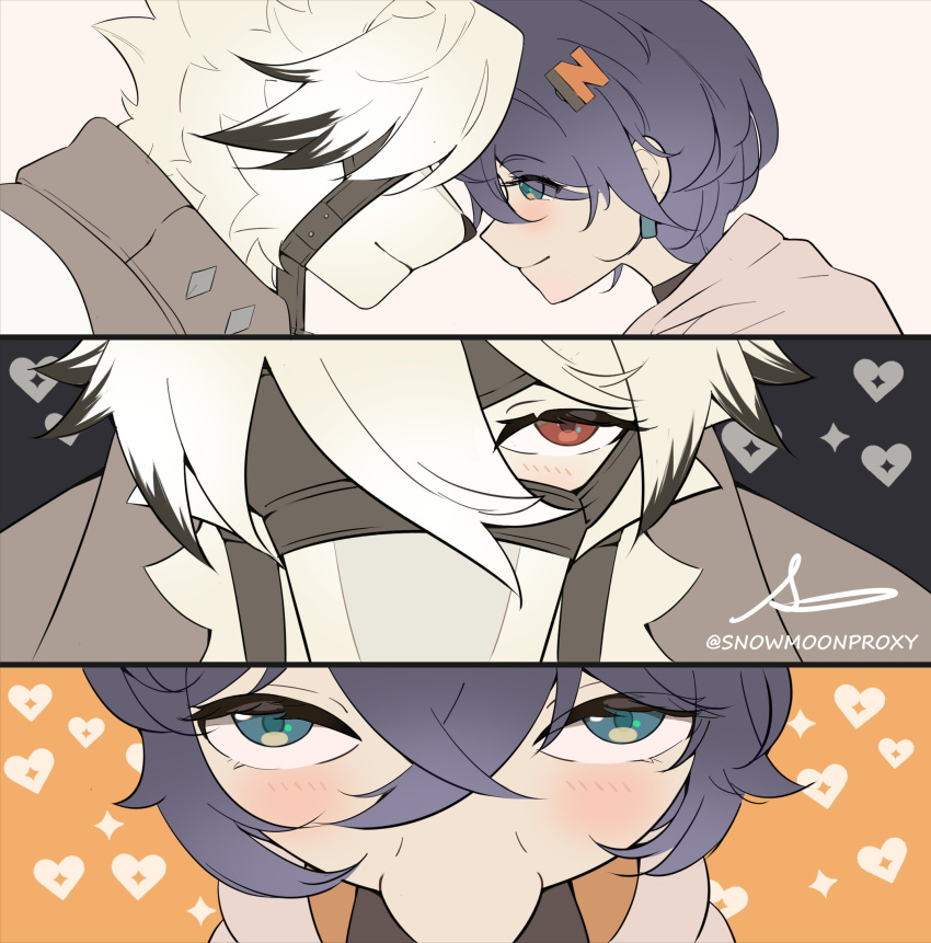 Safebooru - 1boy 1girl belle (zenless zone zero) black hair blonde hair blush body fur english ...