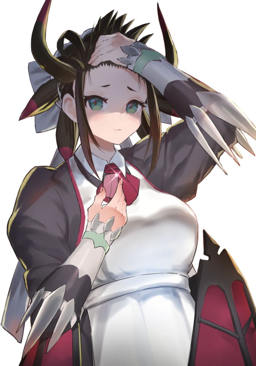 Safebooru - 1girl black hair blush breasts dougaku (passionpit777) dragon girl dragon horns ...